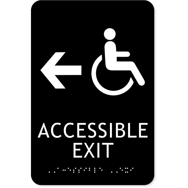9" x 6" ADA Handicap Accessible Exit Left Arrow Sign - CustomSigns.com