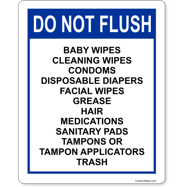 Do Not Flush Full Color Sign | 10" x 8" | Customsigns.com
