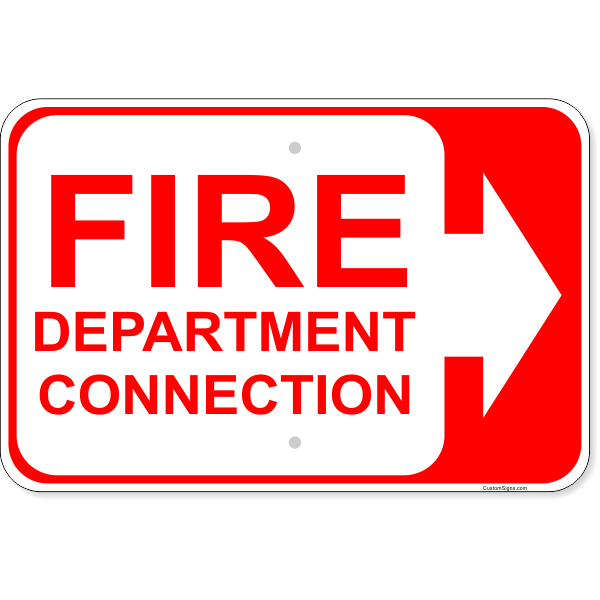 Fire Department Connection Arrow Right Aluminum Sign | 12" x 18 ...