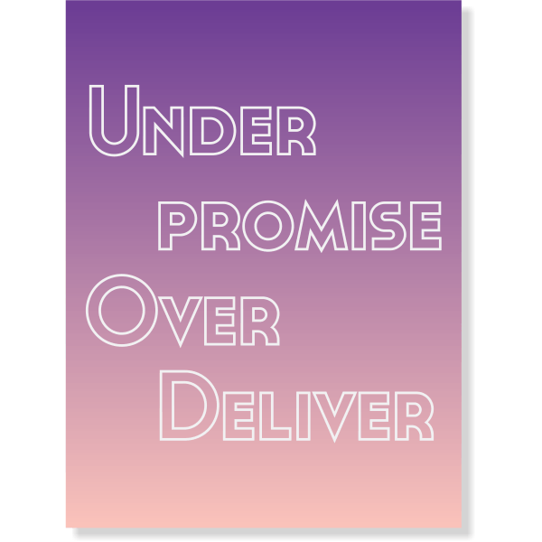 Under Promise Over Deliver Poster Sign - 18" x 24" - Custom Signs
