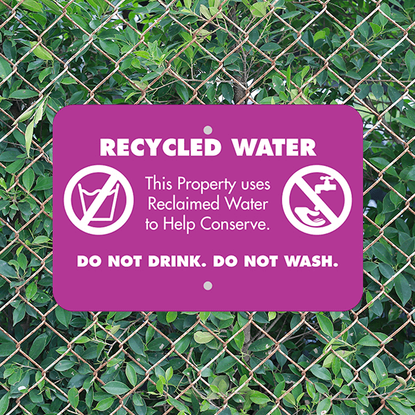 Vertical Recycled Water Notice Sign - Custom Signs