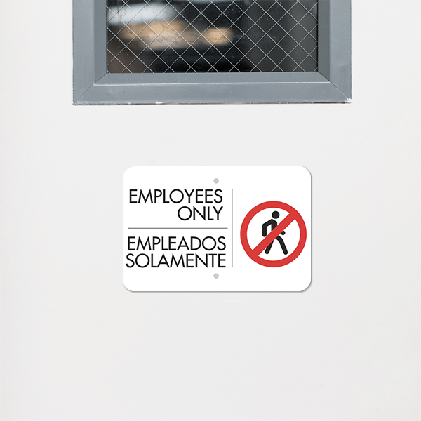 Horizontal English Spanish Employees Only Sign - Custom Signs