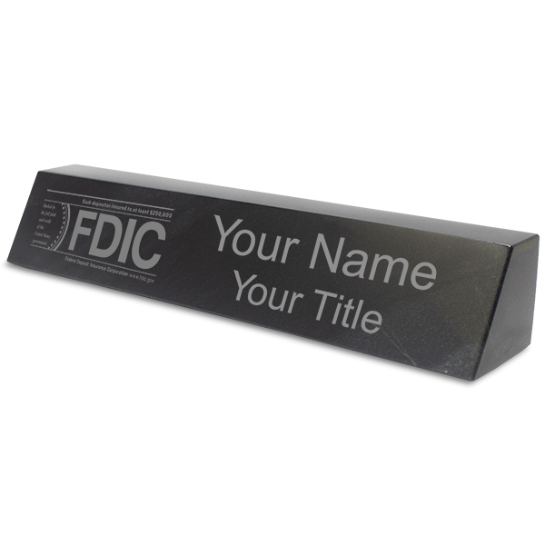 Engraved Black Marble FDIC Name Block | 2" x 10" | Customsigns.com