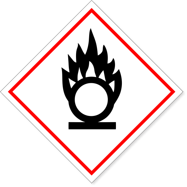 6" x 6" GHS Oxidizing Flame Over Circle Decal - CustomSigns.com