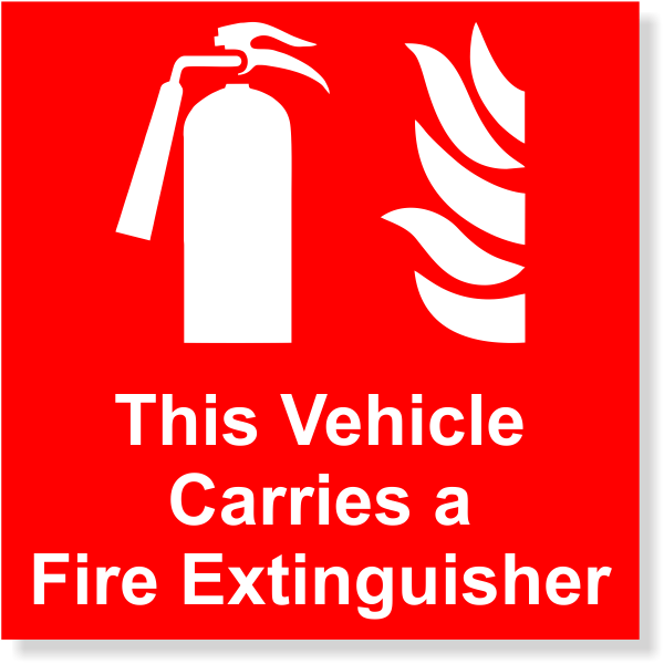 4" x 4" Vehicle Carries a Fire Extinguisher Full Color Decal ...